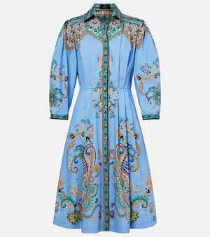 Etro Printed Cotton Shirt Dress - Blue