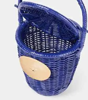 PATOU Embellished Wicker Bucket Bag - Blue