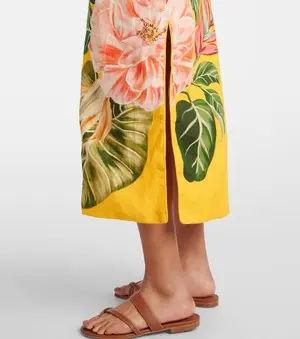 Farm Rio Spring Awakening Floral Linen Midi Dress