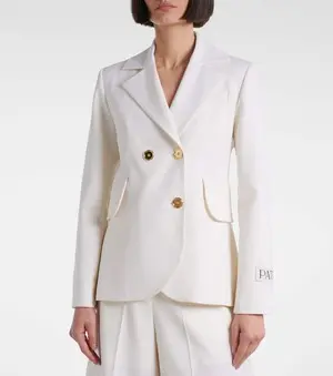 PATOU Double-breasted Belted Wool-blend Blazer - White