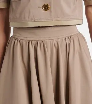 PATOU Gathered Cotton Gabardine Midi Skirt
