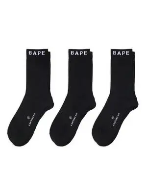 A BATHING APE Logo-embellished Crew Socks - Black