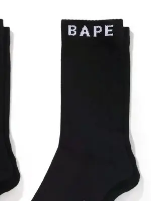 A BATHING APE Logo-embellished Crew Socks - Black