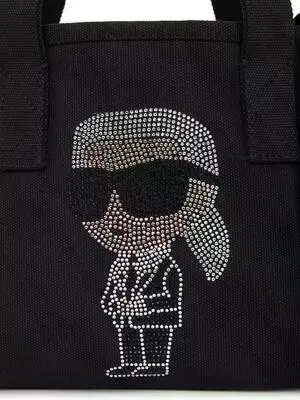 Karl Lagerfeld Ikon Rhinestones Embellished Tote - Black