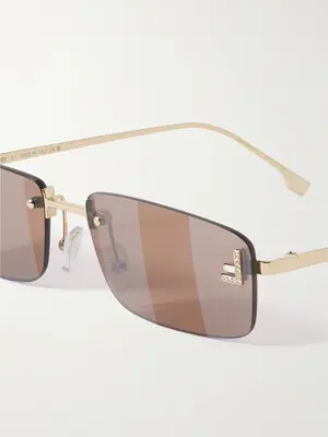 Fendi First Rectangular Gold-tone Sunglasses - Pink