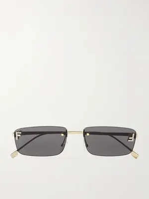 Fendi First Rectangular Gold-tone Sunglasses - Silver