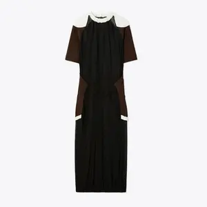 Tory Burch Colorblock Jersey Midi Dress - Black