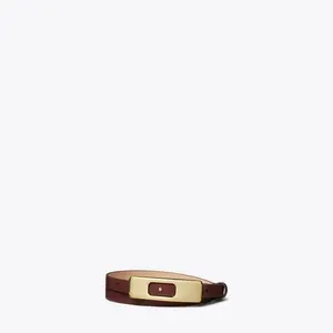 Tory Burch Buckle Belt - Dark Cabernet/gold