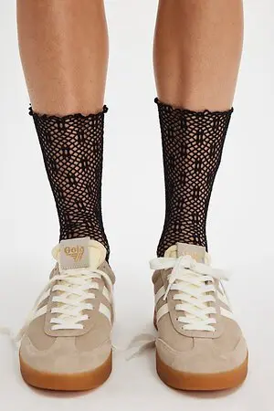 Free People Poppy Crochet Crew Socks Black