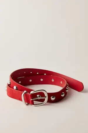 Free People Rhodes Suede Belt - Sour Cherry