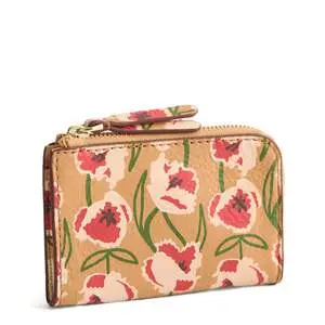 VERA BRADLEY Zip Card Pouch In Curly Tulips - Red