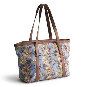 VERA BRADLEY Hathaway Tote Bag - Blue/brown
