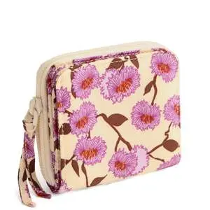 VERA BRADLEY Small Zip-around Wallet In Stripey Buttons - White