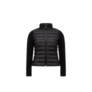 Moncler Padded Wool Zip-up Cardigan - Black