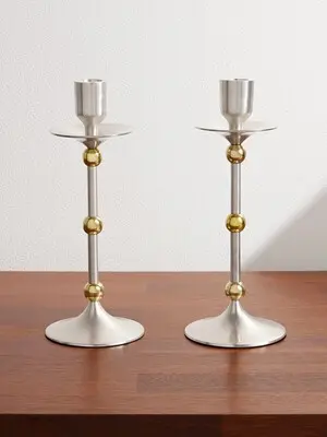 SOHO HOME Set Of Two Cilia And Gold-plated Candlestick Set - Silver