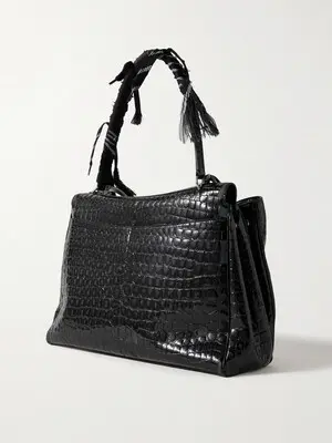 Balenciaga Rodeo Large Croc-effect Glossed-leather Tote Bag