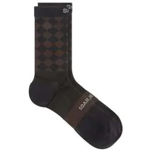SOAR Diamond Crew Socks - Black/brown