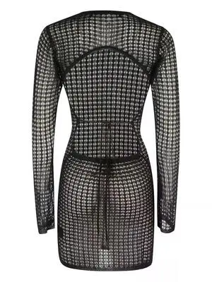 Federica Tosi Open-knit Long-sleeve Dress - Black