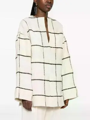 TOTEME Windowpane-check Tunic - Neutrals
