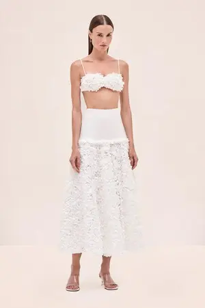 Alexis Risi Floral Appliqué Cropped Top