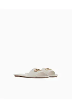 Emporio Armani Emporio Armani Nappa Leather Sandals With Eagle Plate White