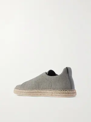 Zegna Triple Stitch™ Leather-trimmed Canvas Slip-on Sneakers - Gray