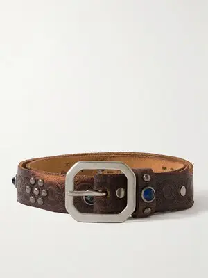 Ralph Lauren 3cm Distressed Embellished Leather Belt