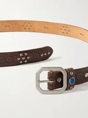 Ralph Lauren 3cm Distressed Embellished Leather Belt