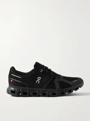 On Cloud 6 Rubber-trimmed Mesh Sneakers - Black