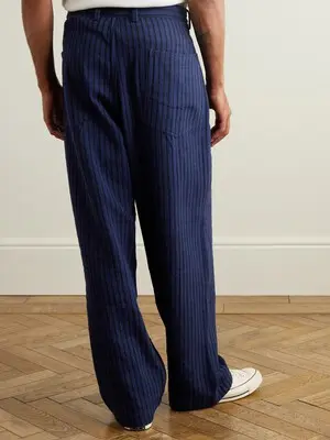 KARDO Yuki Wide-leg Pleated Striped Suit Trousers