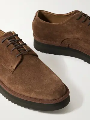 Grenson Byron Webbing-trimmed Suede Derby Shoes