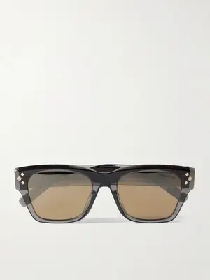 Dior Cd Diamond S2i Havana Geometric Acetate And Silver-tone Sunglasses - Brown