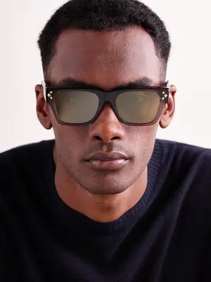 Dior Cd Diamond S2i Havana Geometric Acetate And Silver-tone Sunglasses - Brown