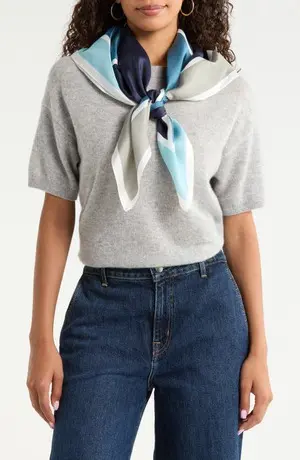 Nordstrom Printed Square Silk Scarf - Blue Triangles