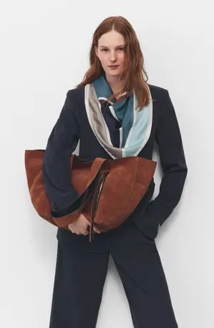 Nordstrom Printed Square Silk Scarf - Blue Triangles