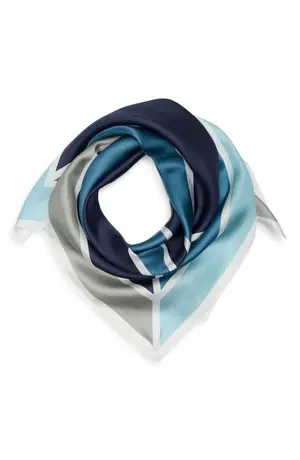 Nordstrom Printed Square Silk Scarf - Blue Triangles