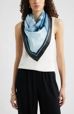 Nordstrom Printed Square Silk Scarf - Blue Watercolor
