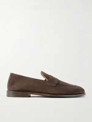 Brunello Cucinelli Suede Penny Loafers - Brown