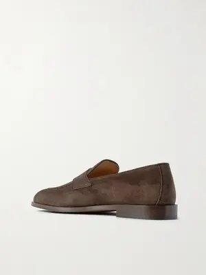 Brunello Cucinelli Suede Penny Loafers - Brown