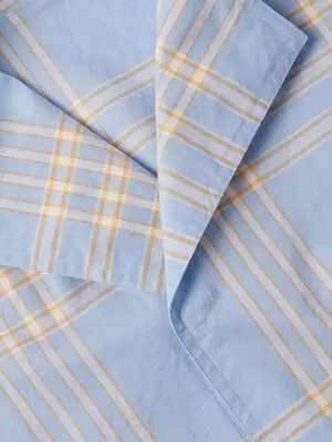 Auralee Camp-collar Checked Cotton Shirt - Light Blue