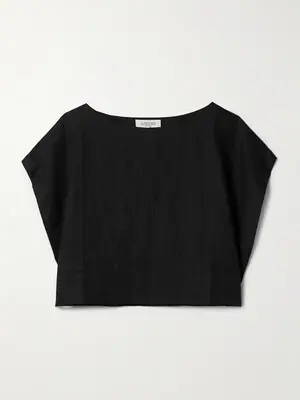 Suzie Kondi Kori Cropped Linen Top - Black