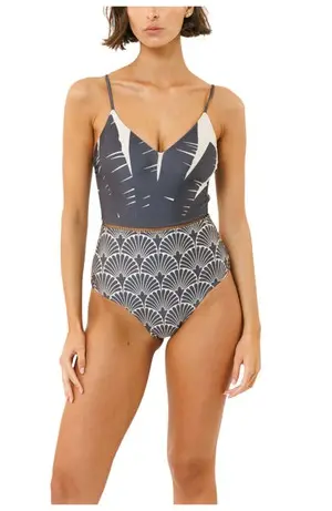 BILIBLOND Arava One-piece Swimsuit With Lurex Print - Shiny Leaf