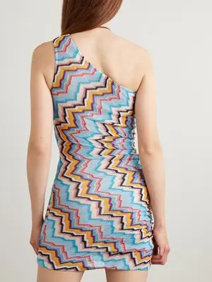 Missoni One-shoulder Metallic Striped Mini Dress