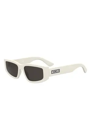 Moschino 56mm Gradient Rectangular Sunglasses - Ivory/ Grey