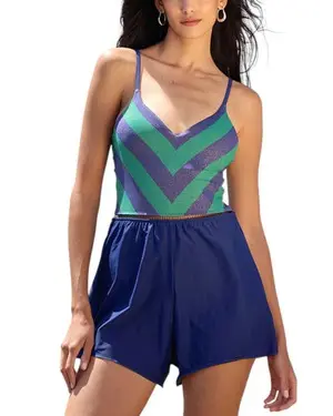 BILIBLOND Arava One-Piece Swimsuit Navy Green Lurex