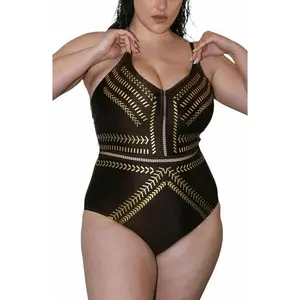 BILIBLOND Fitted One-Piece Swimsuit Black Gold
