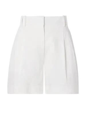 Another Tomorrow Pleated Linen Shorts - White