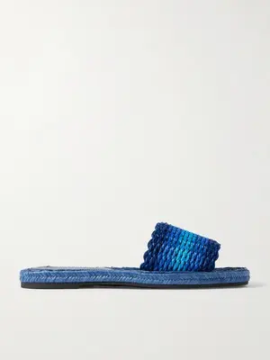 AQUAZZURA Playa Striped Cord Slides - Blue