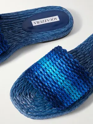 AQUAZZURA Playa Striped Cord Slides - Blue