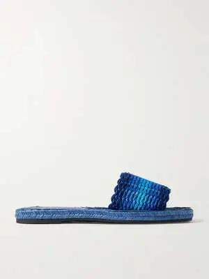 AQUAZZURA Playa Striped Cord Slides Bright Blue